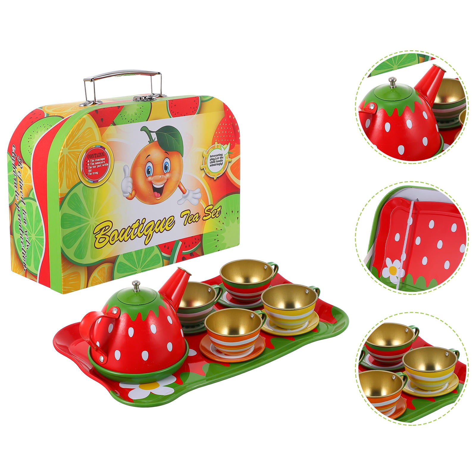 KALLORY 1 Set Fruit Theme Kid Play House Toy False Afternoon Tea Set ...