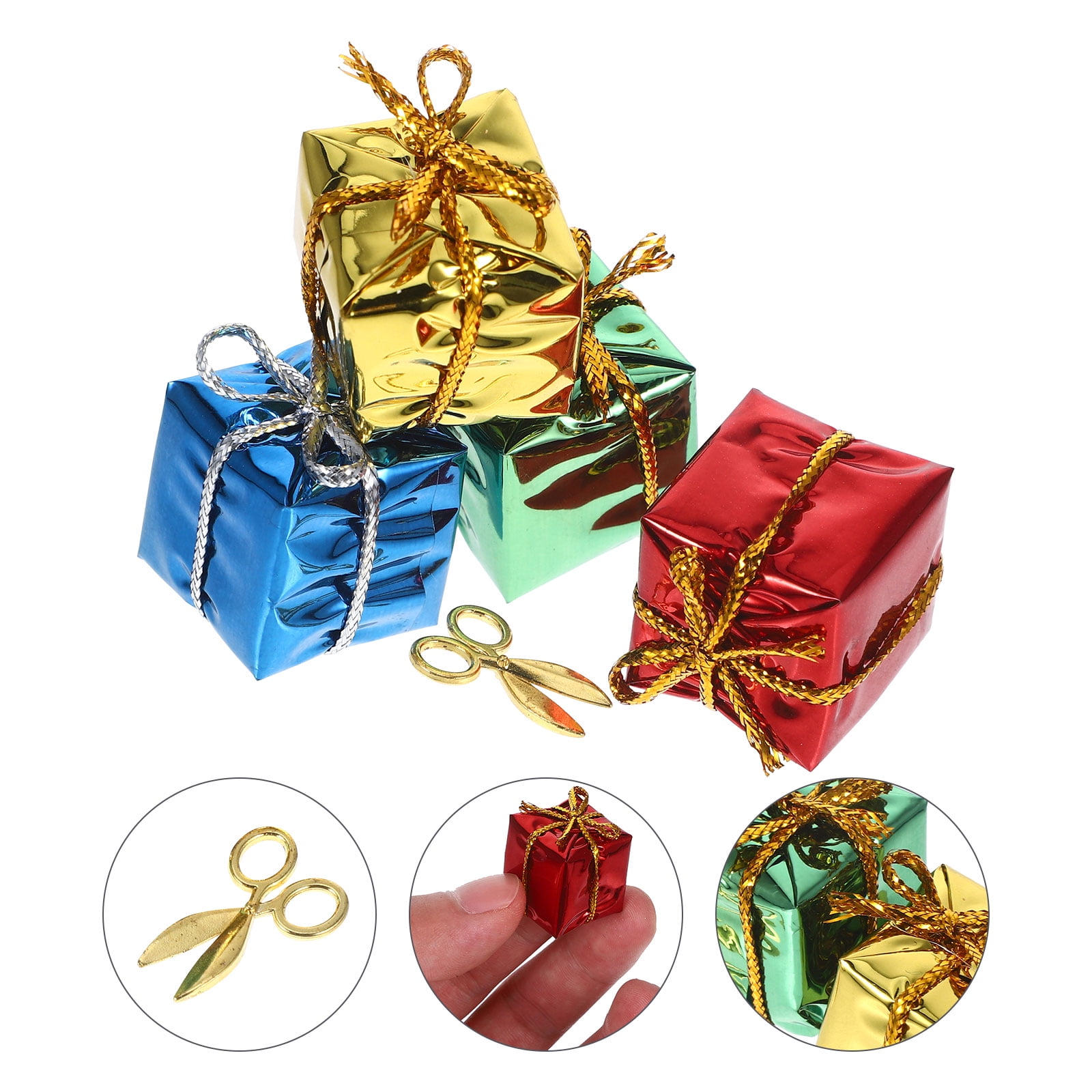 KALLORY 1 Set Mini Gift Box Model With Scissor Tiny Gift Box For Doll ...