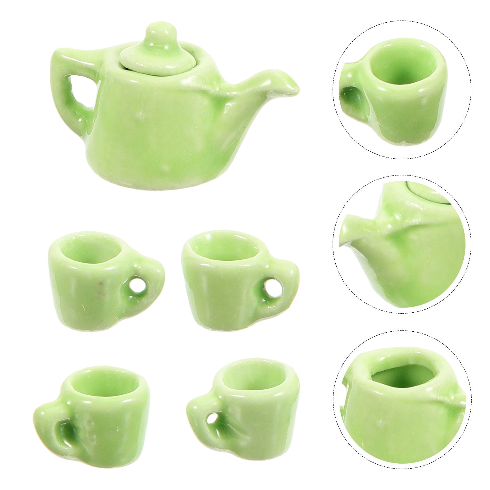 KALLORY 1 Set Miniature Ceramic Tea Set Mini Tea Cups Tea Pot Set ...