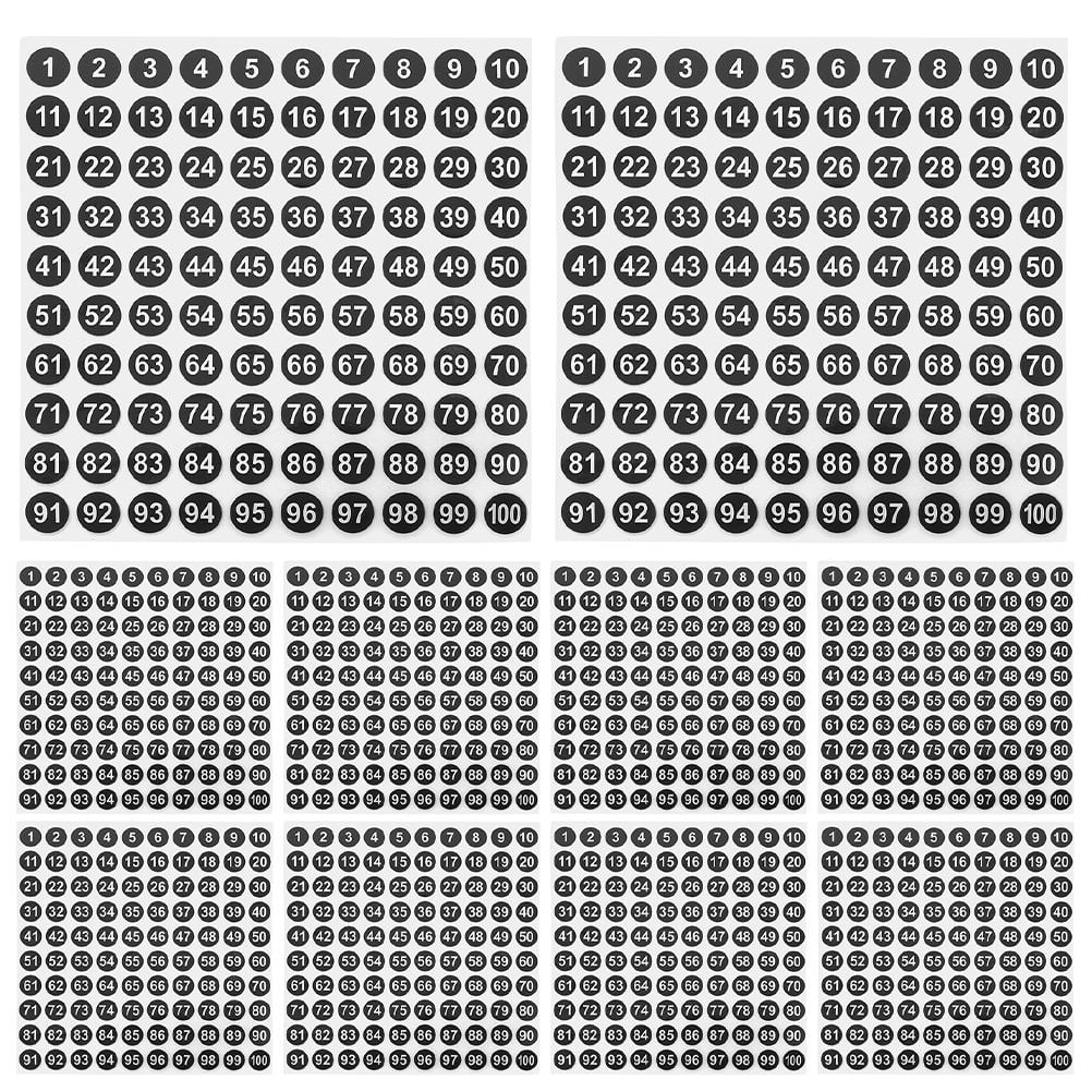 KALLORY 100 Sheets of Round Number Stickers Black Paper for Classroom ...