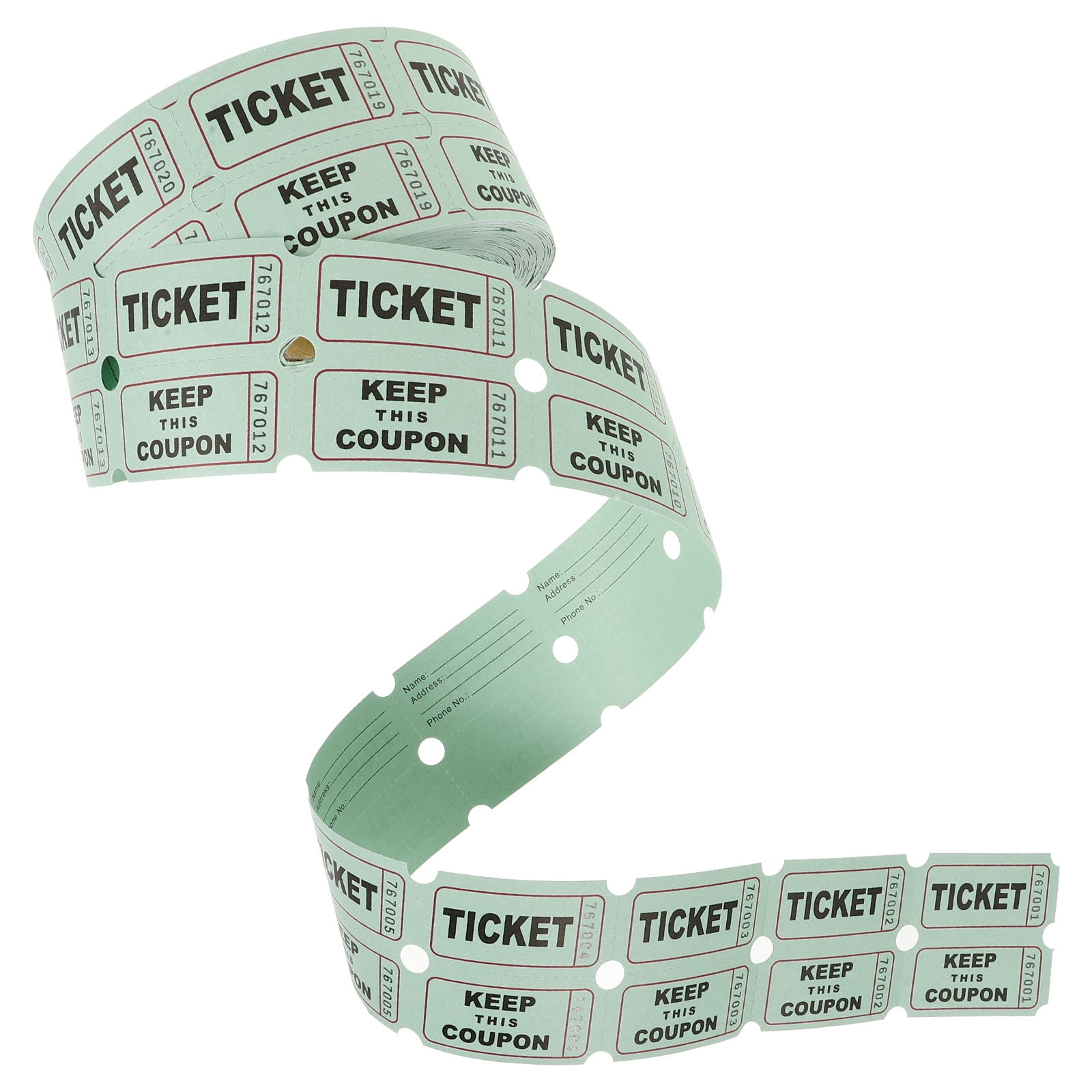 KALLORY 1000Pcs Green Raffle Tickets Roll Event Recording Prize Drawing ...