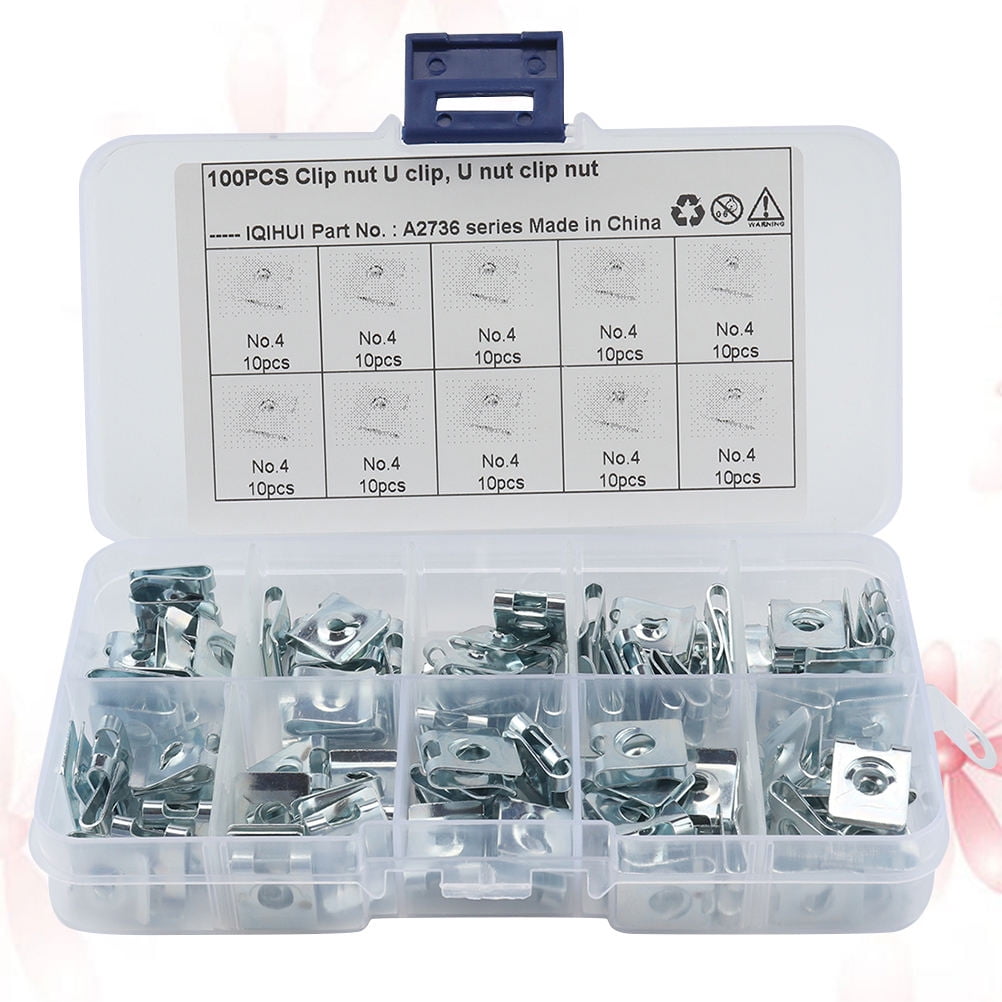 KALLORY 100Pack Automotive U Shaped Manganese Steel Clip Nut For Car ...