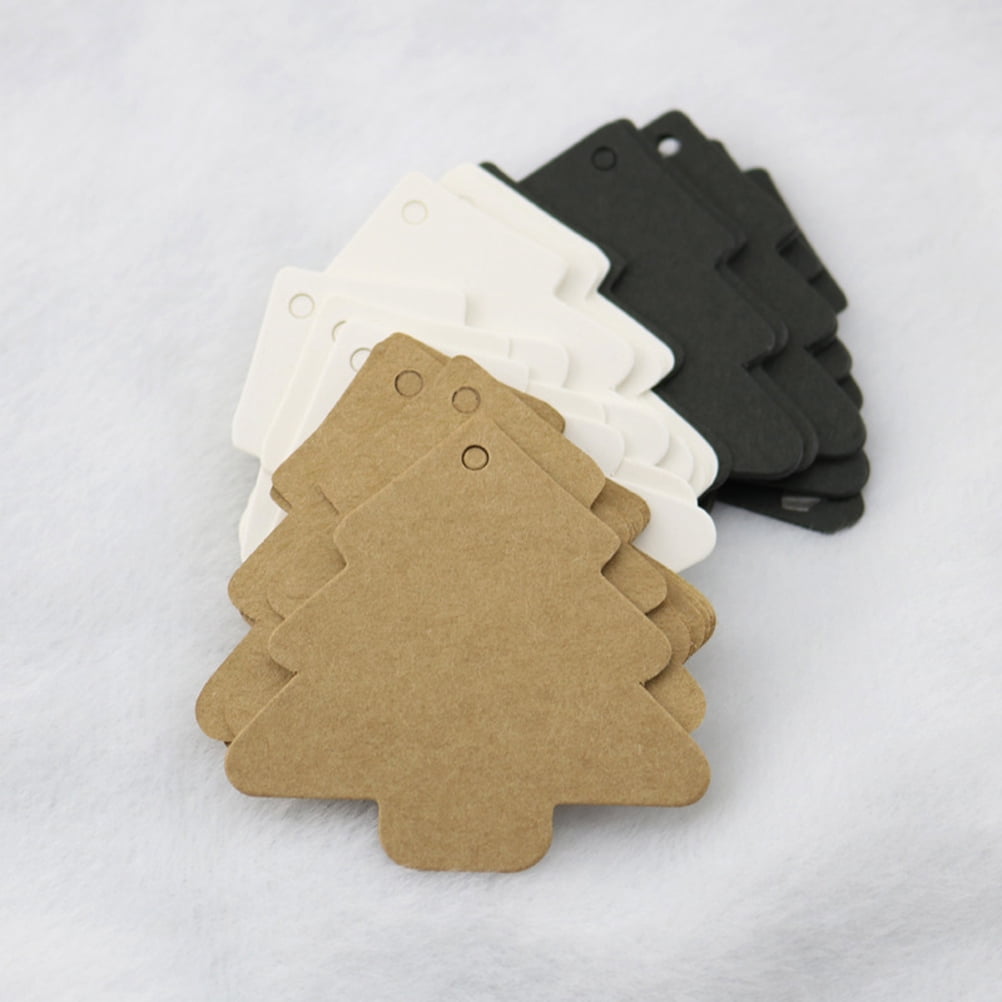KALLORY 100Pcs Blank Christmas Tags Kraft Paper Vintage For Diy ...