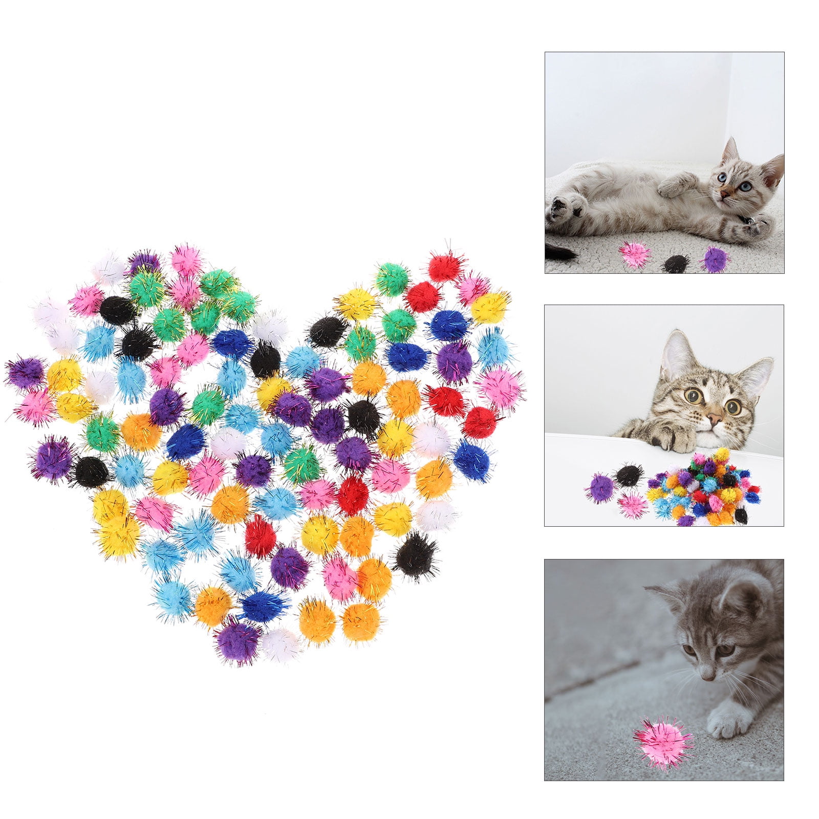 KALLORY 100Pcs Fluffy Decorations Assorted Color Pom Poms for Creative ...