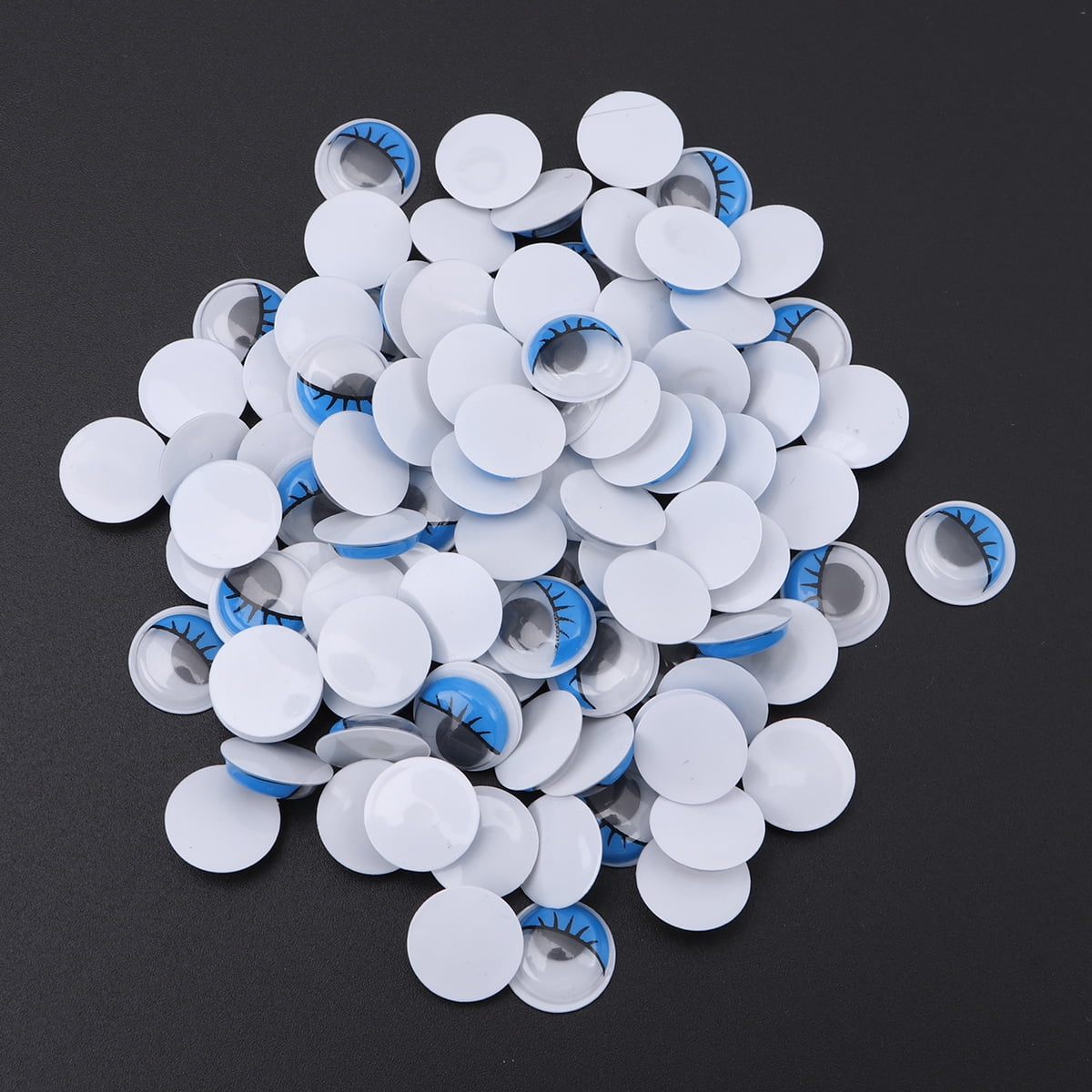 KALLORY 100Pcs Googly Eyes Blue Plastic Round Craft Eyes With Lashes ...