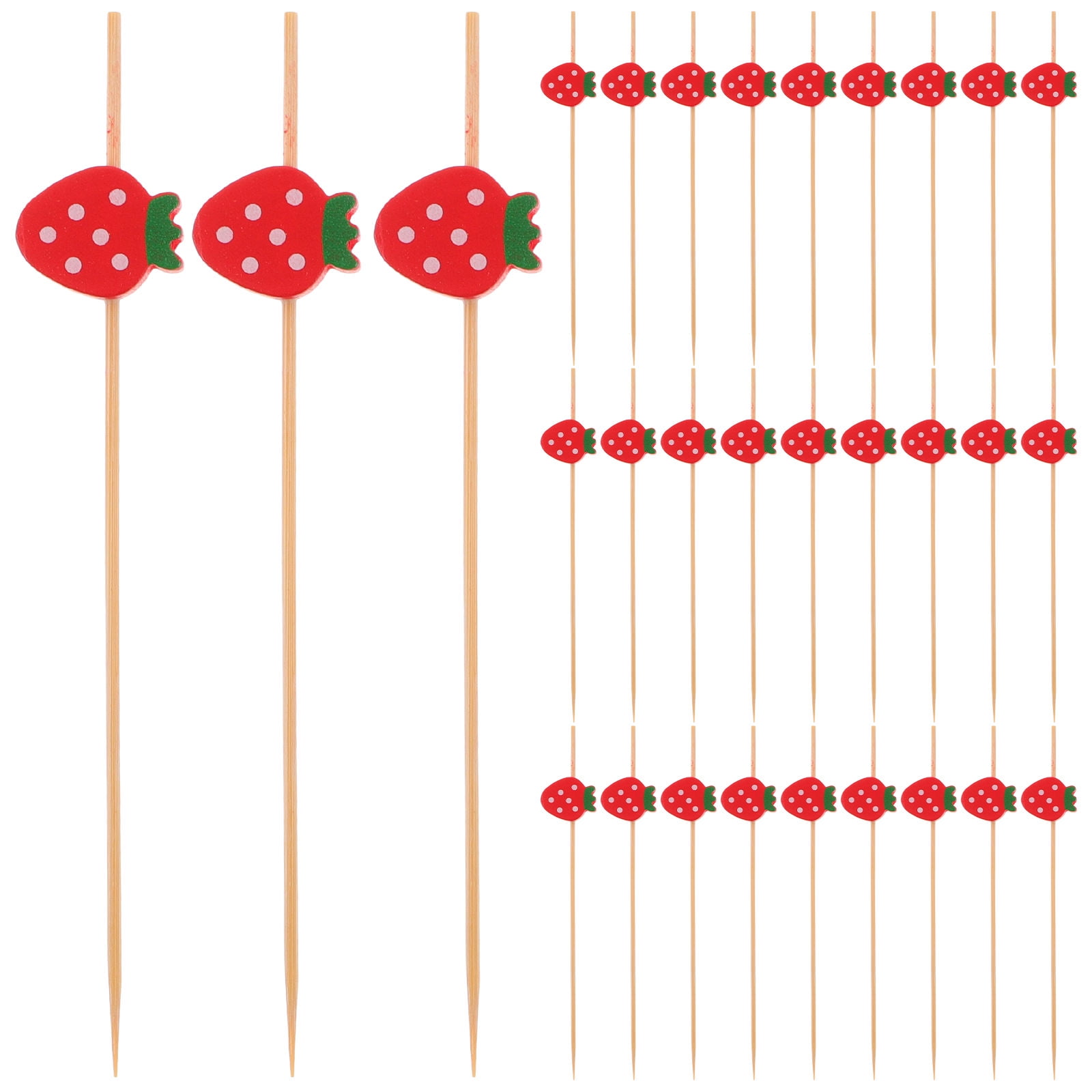 KALLORY 100pcs Disposable Food Picks Strawberry Toppers for Fruits ...