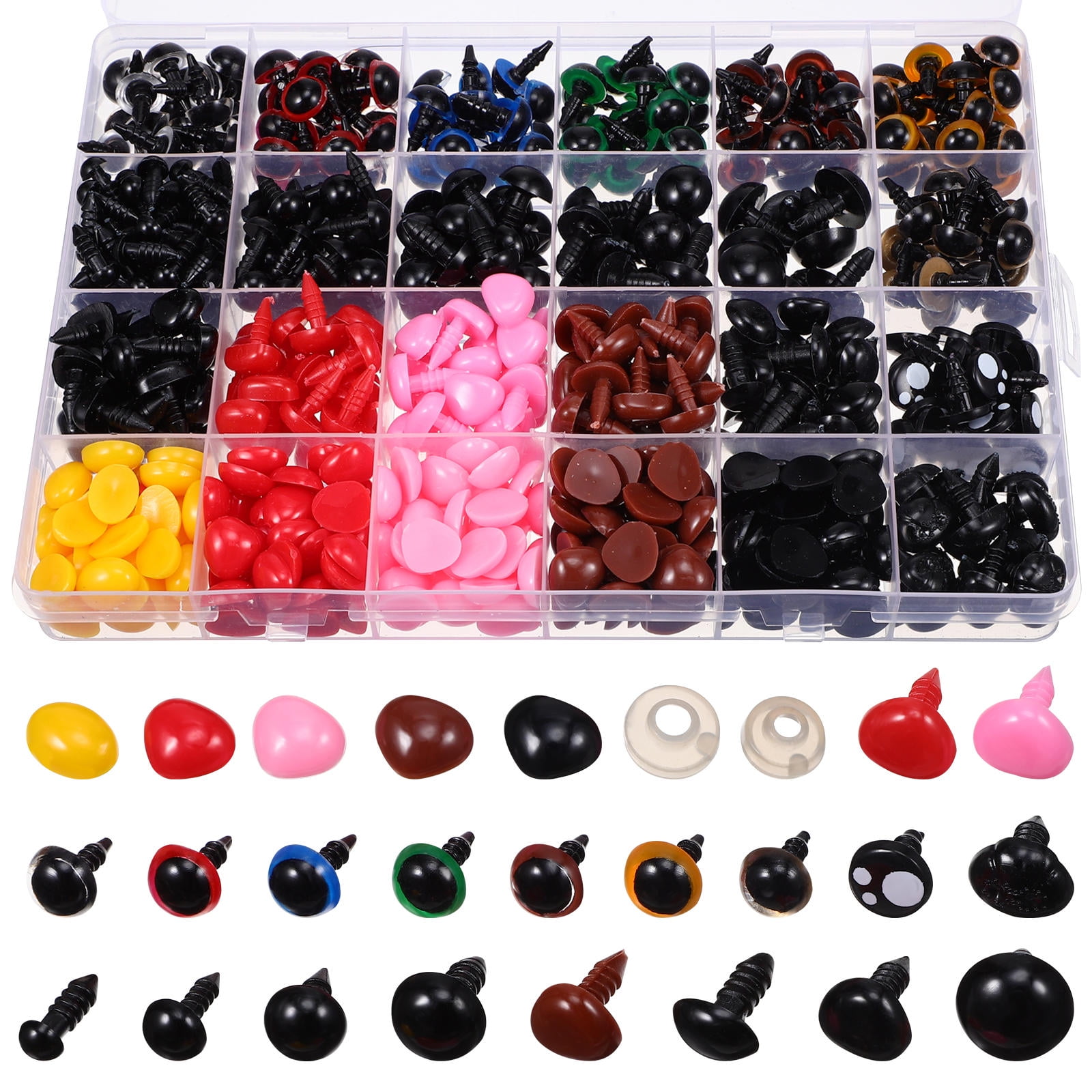 KALLORY 1040Pcs Eyes for Soft Toys Assorted Color Round Shape Multi ...