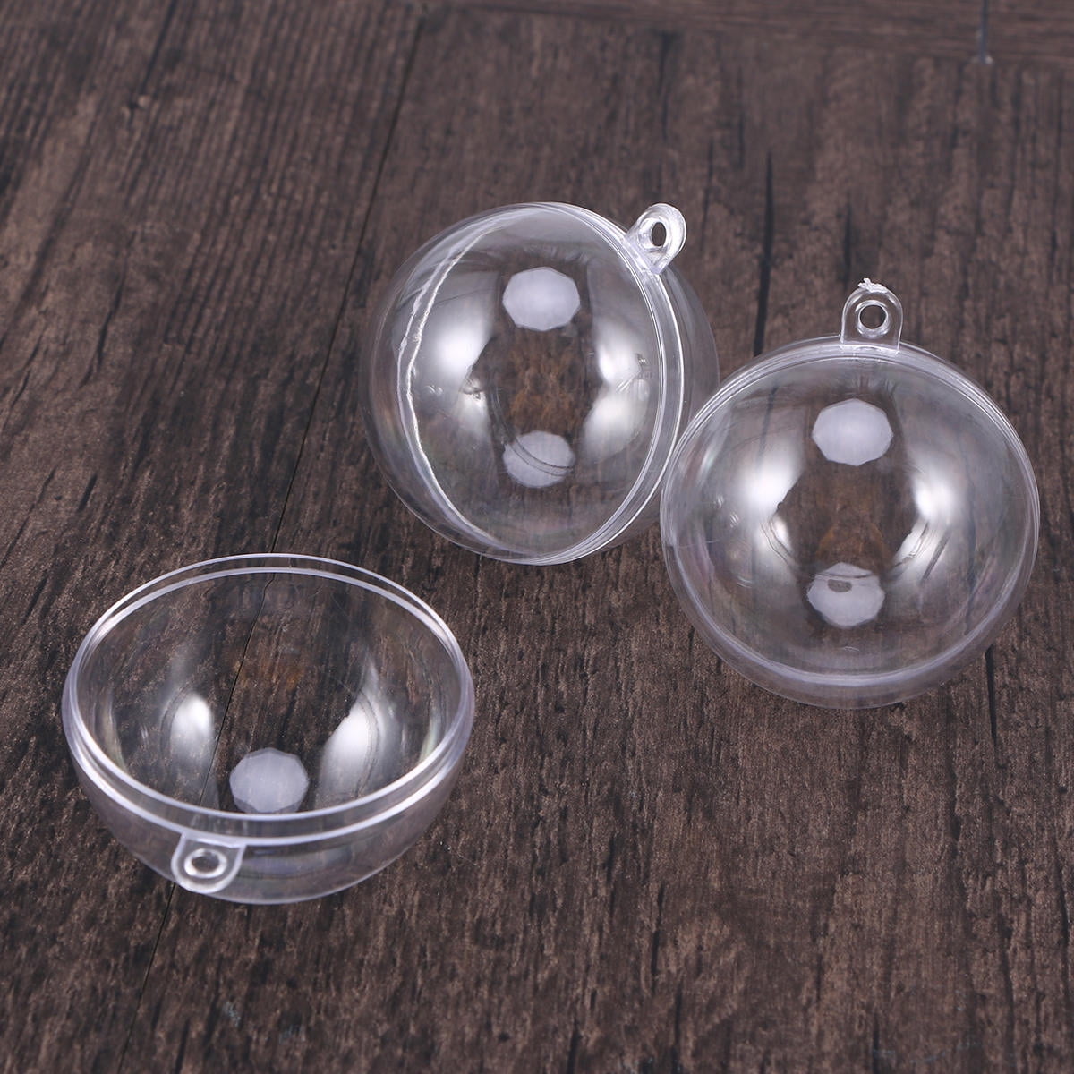KALLORY 10Pcs Clear Plastic Ball Ornament Fillable Baubles for Crafting ...