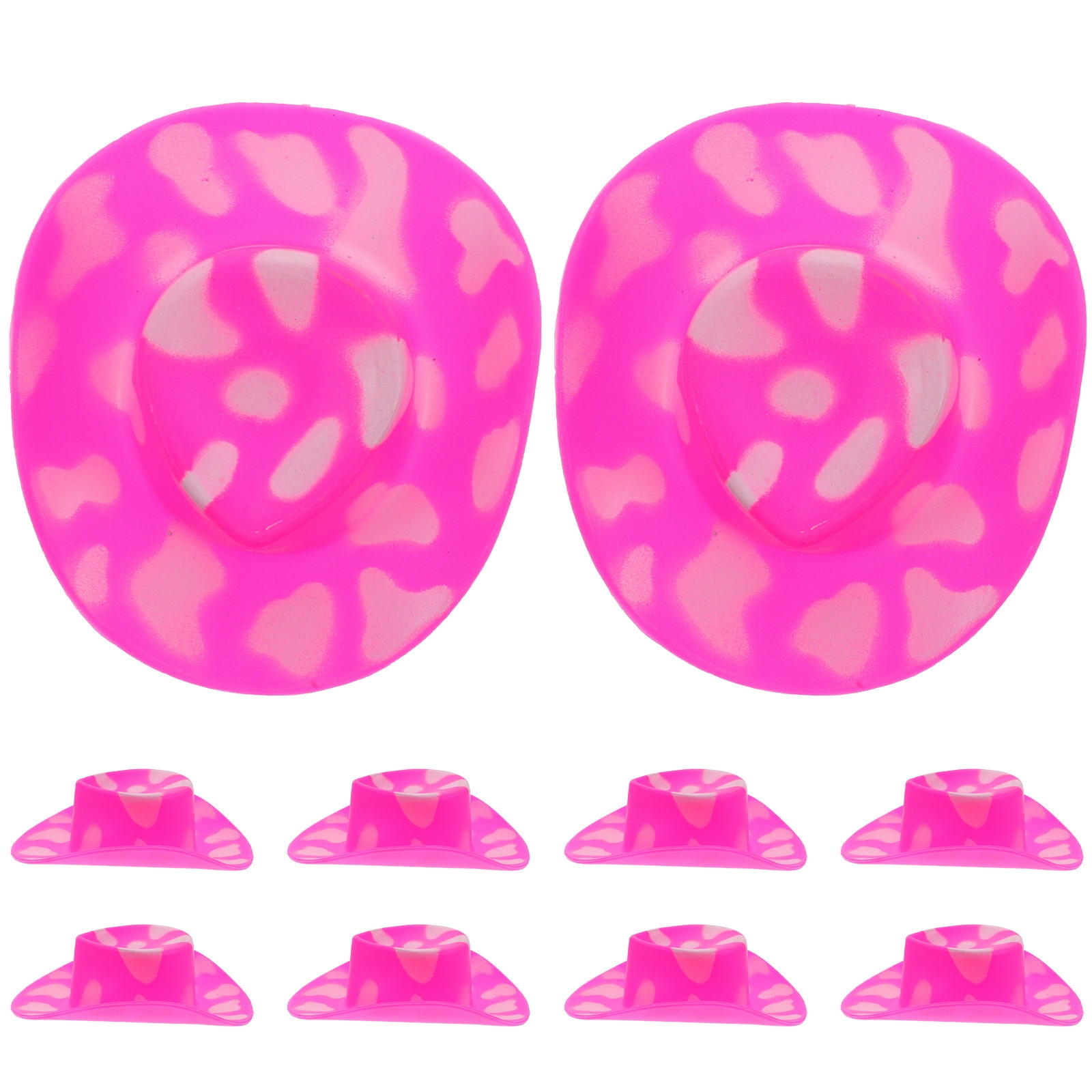KALLORY 10Pcs Mini Cowboy Doll Hat Pink Plastic Diy Prop for Crafts and ...