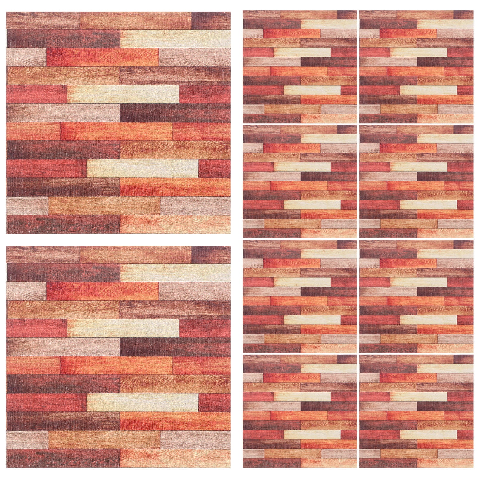 KALLORY 10Pcs Mini House Floor Sticker Imitation Wood Grain Square Self ...