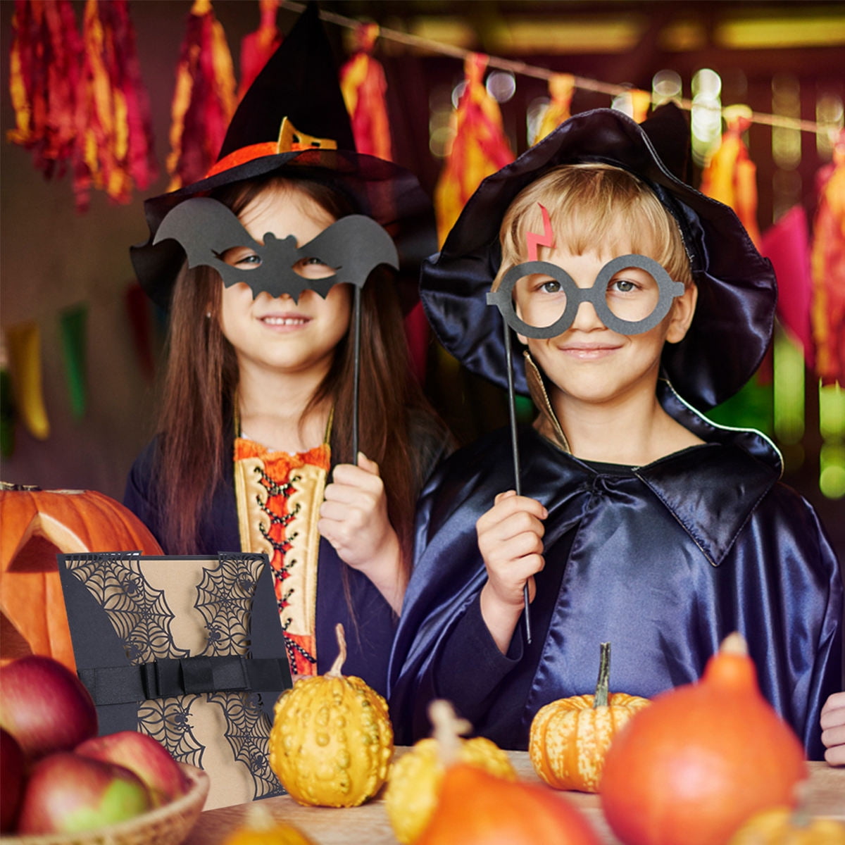 KALLORY 10Pcs Spider Invitations Black Paper Cloth Style For Wedding ...