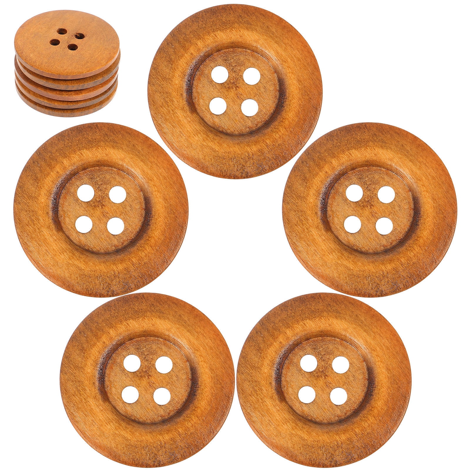 KALLORY 10Set Buttons Wood Round for Diy Activities Scrapbook Making ...