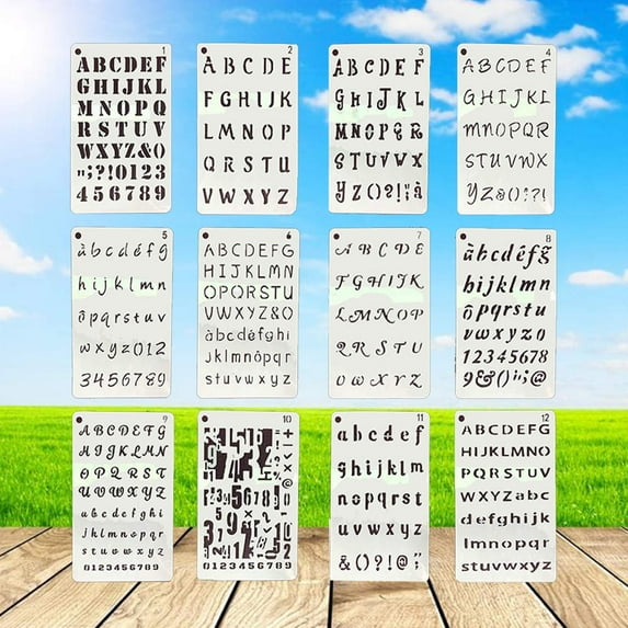 KALLORY 12 Pcs Alphanumeric Template DIY Album Stencil Digital - Walmart.com