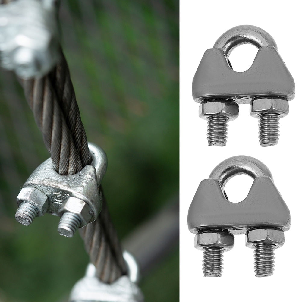 KALLORY 12 Pcs Wire Rope Clamps Stainless Steel Clip Fastener Silver ...