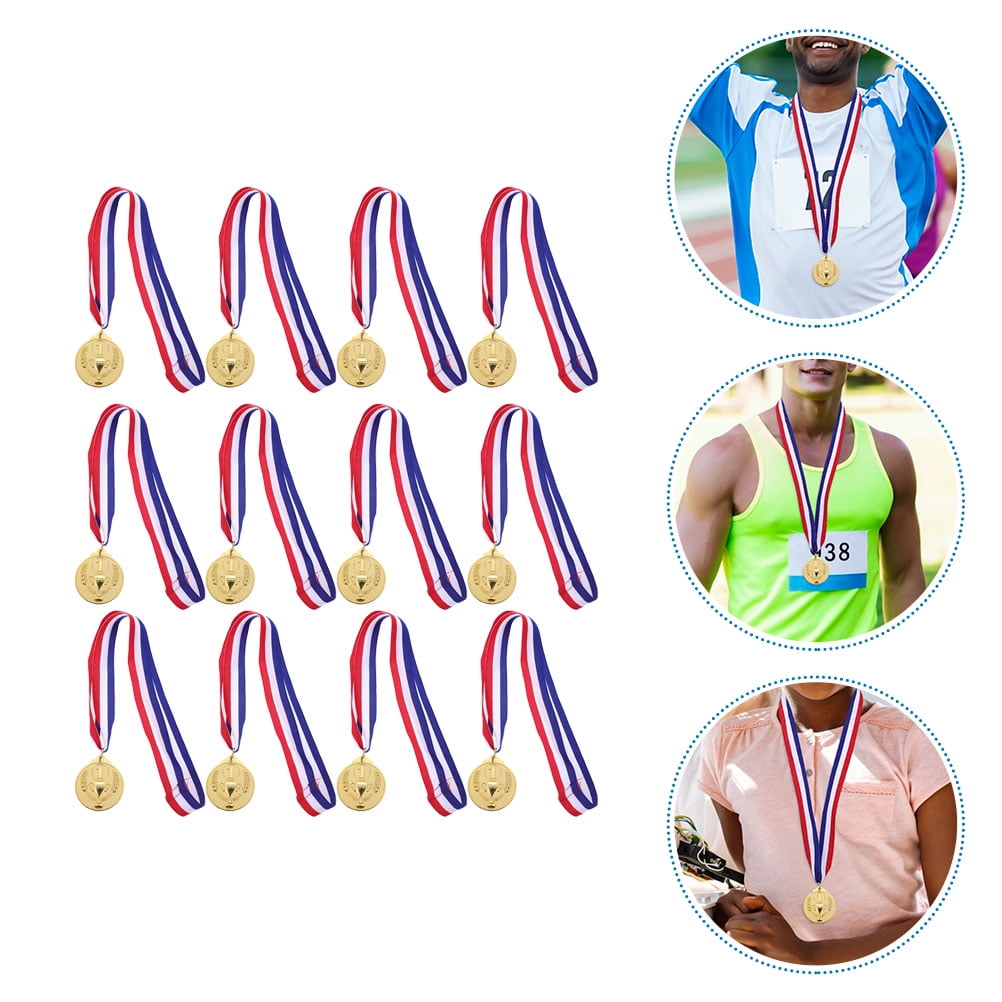 KALLORY 12Pcs Golden Metal Medals for Awards Sports Competitions and ...