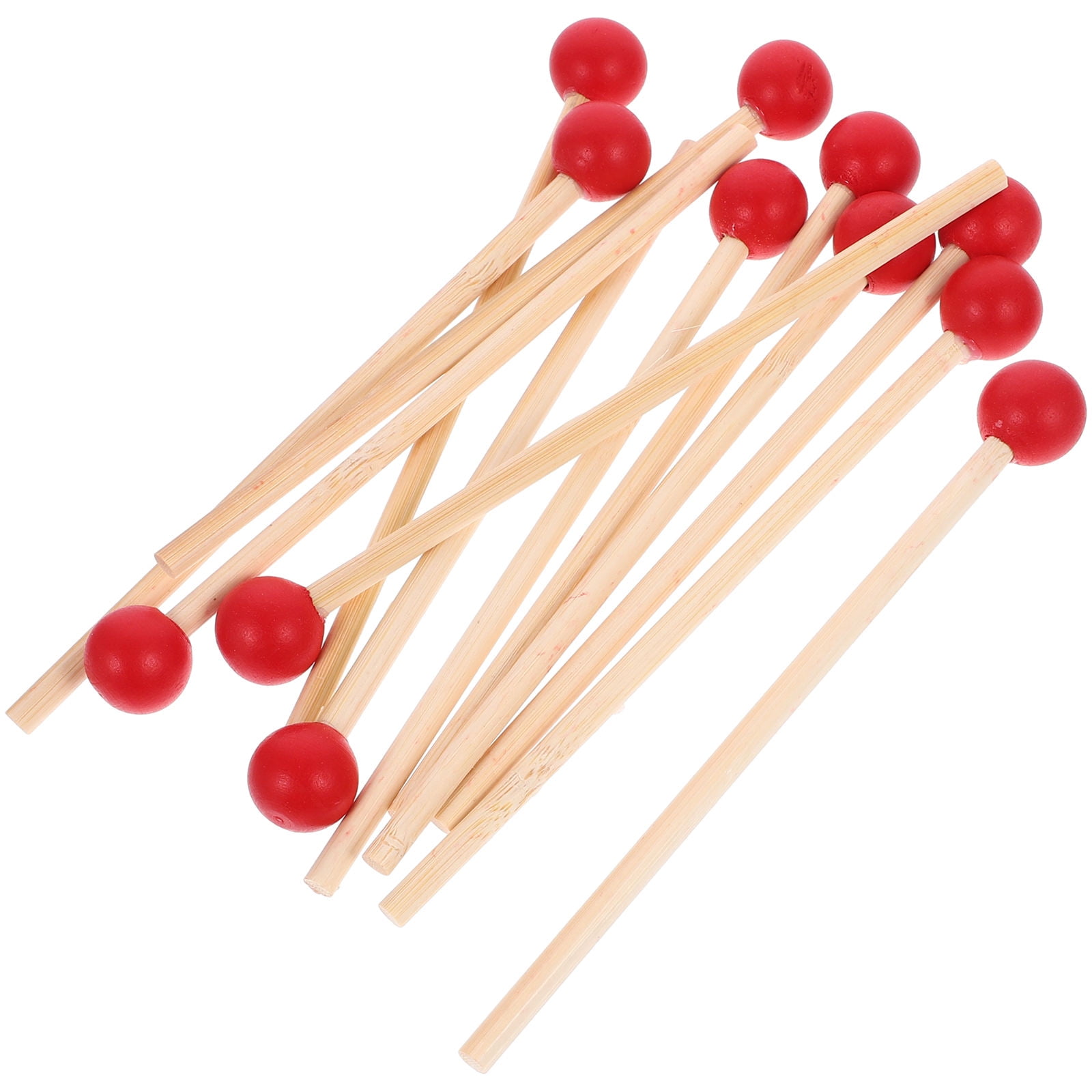 KALLORY 12Pcs Mallet Stick Red Compressed Wood Drumsticks for Music ...