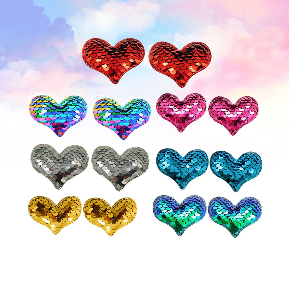 KALLORY 14Pcs Cute Heart Stickers Sequin Assorted Color for Children ...