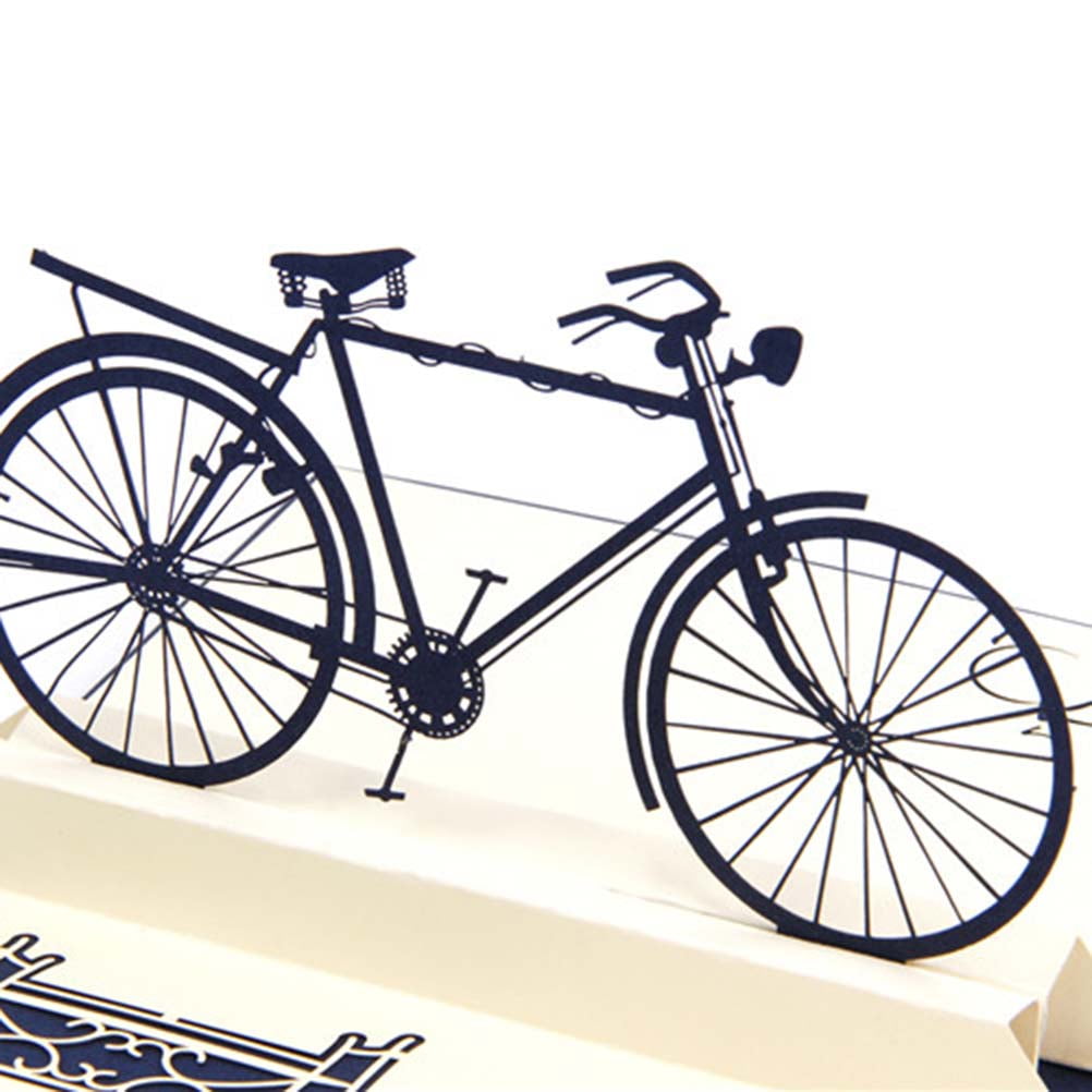 KALLORY 1PC 3D Father Day Blessing Cards Three-dimensional Retro Bike Greeting Cards Creative 3D ...