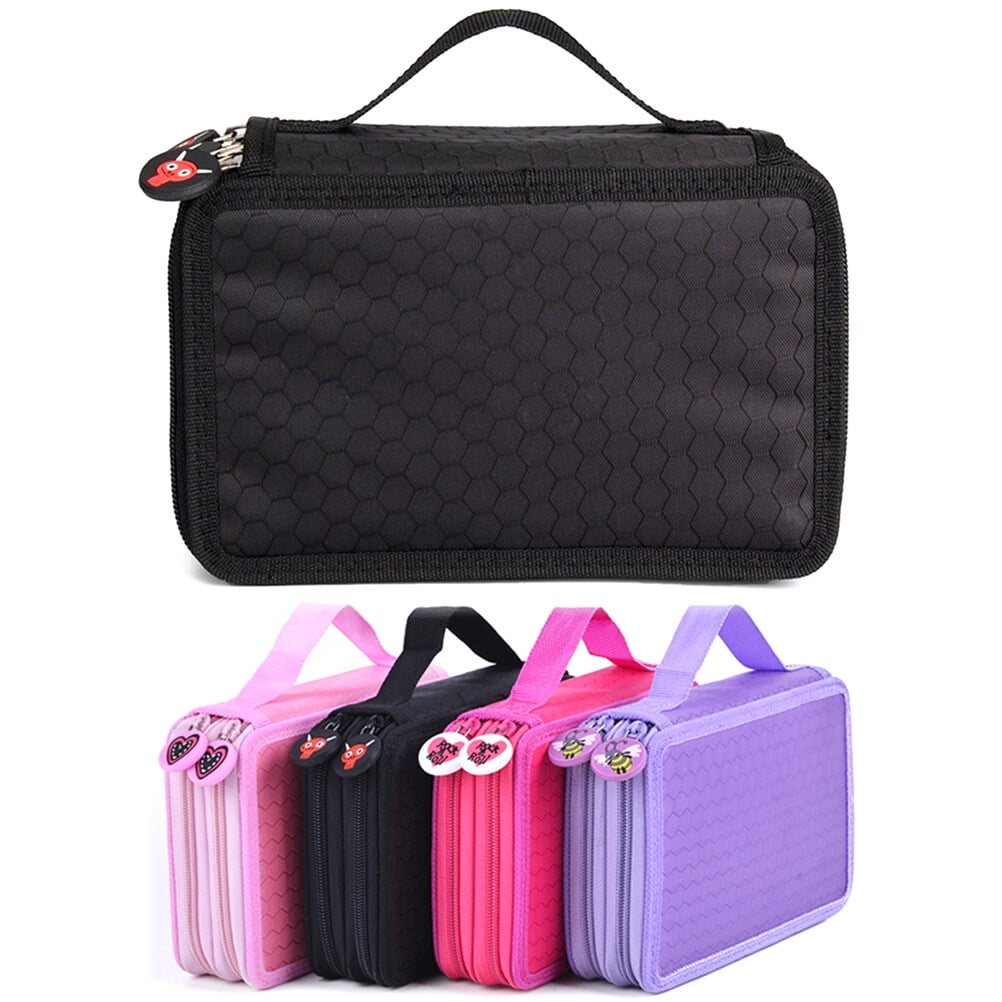 KALLORY 1Pack Artist Pencil Case Rectangular Black Oxford Fabric ...