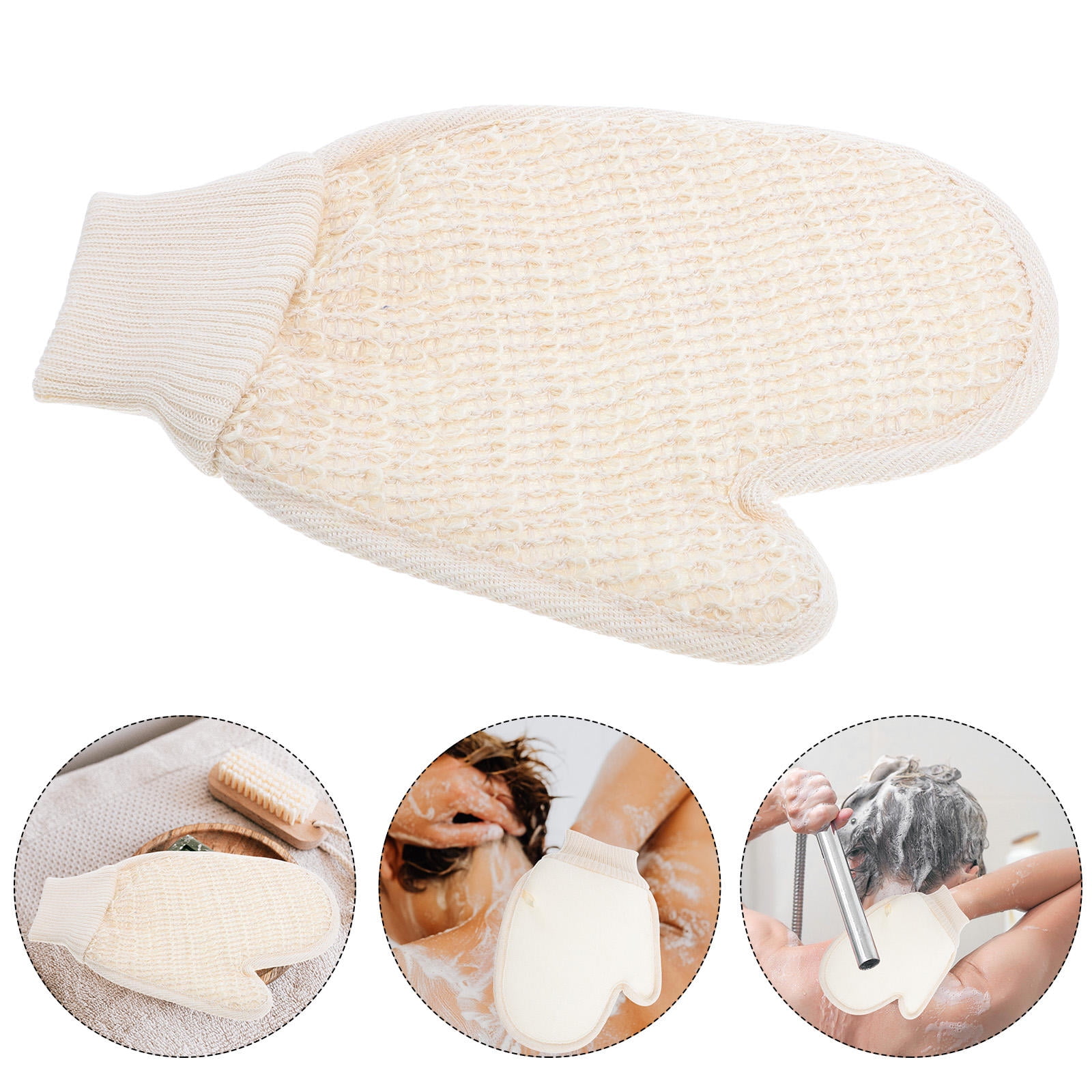 KALLORY 1Pack Beige Sisal Bath Mitts For Shower Loofah Washcloth 8.25X6 ...