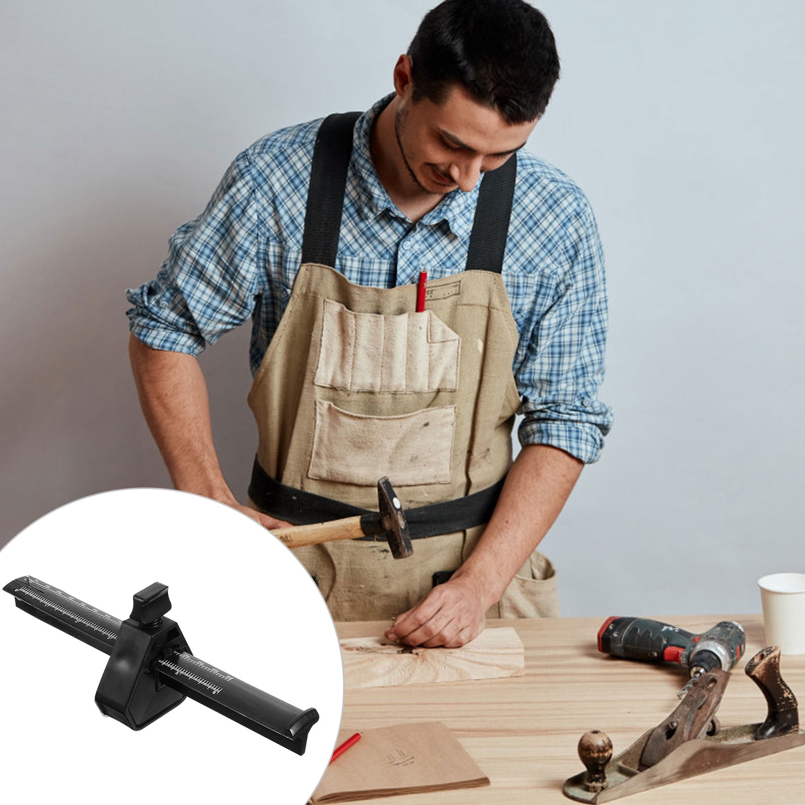 KALLORY Carpentry Marking Tool Scribing Gauge Black PP Plastic 1Pcs ...