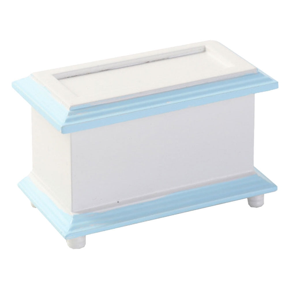 KALLORY 1Pack Blue Wooden Small Chest Box Rectangular with Lid for Mini ...