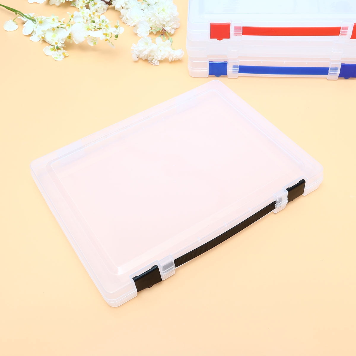 KALLORY 1Pack Clear Plastic Document Storage Case Rectangular Portable ...