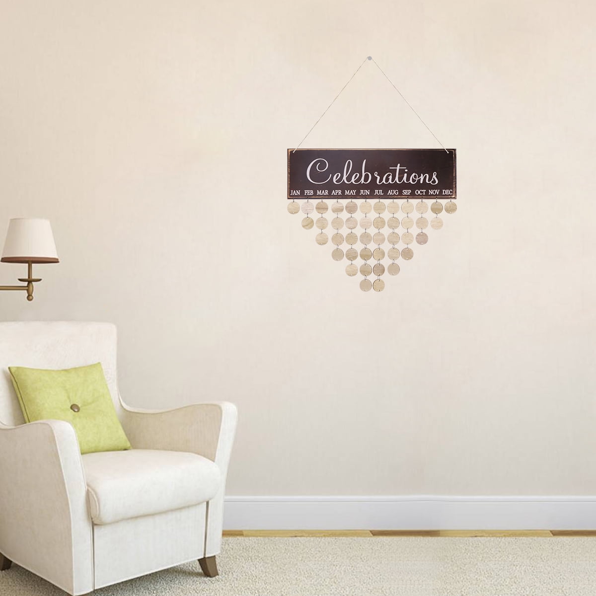 KALLORY Wooden Block Calendar Multi-Color Birthday Reminder Wall Decor ...