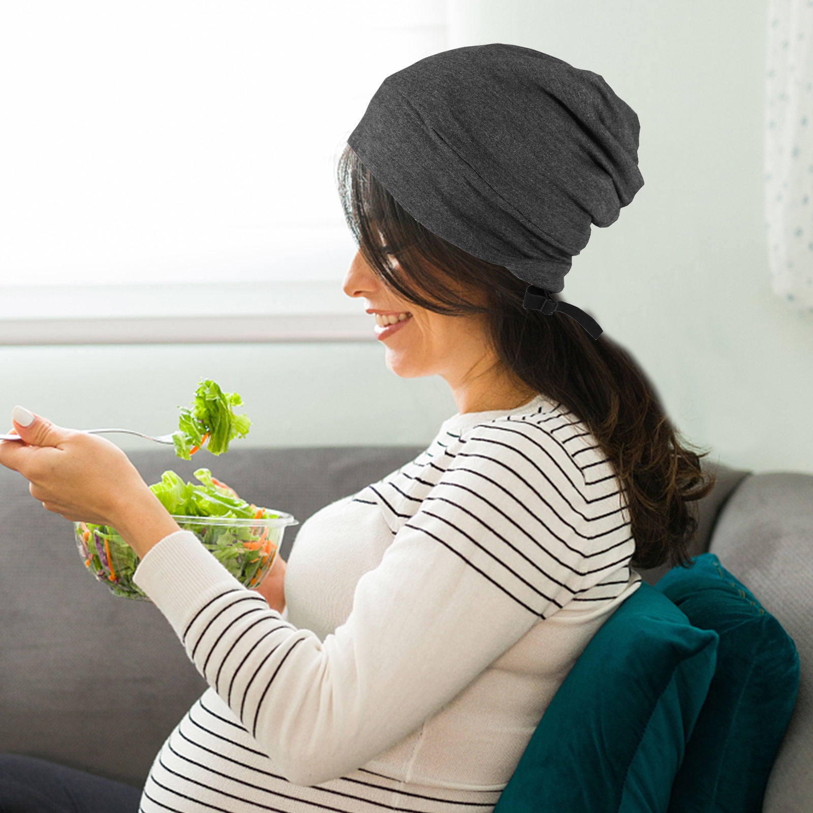 KALLORY 1Pack Satin Cloth Sleep Hat for Nighttime Use Curly Hair Cap ...