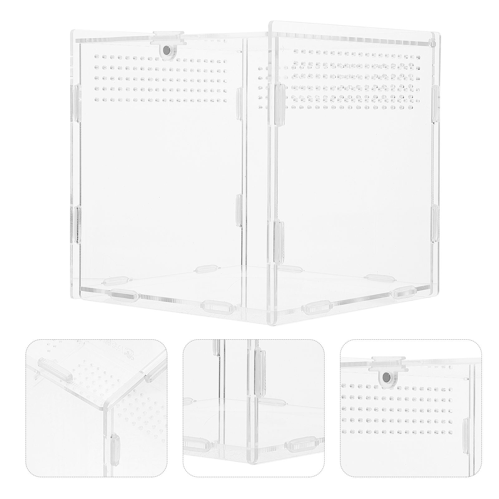 KALLORY 1Pack Square Reptile Terrarium Case for Crabs and Frogs ...