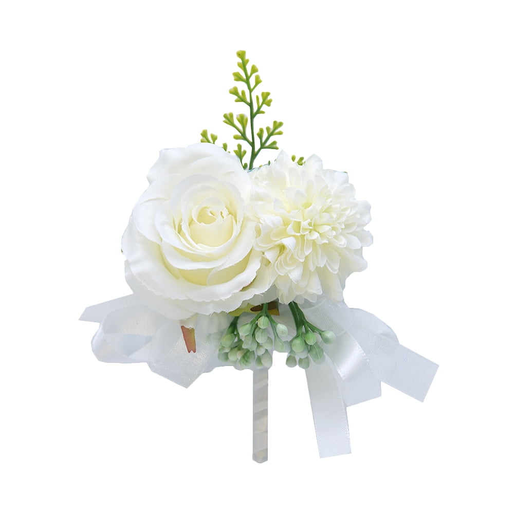 KALLORY Groom Flower Pin Wedding Corsage White Cloth 1 Pc - Walmart.com