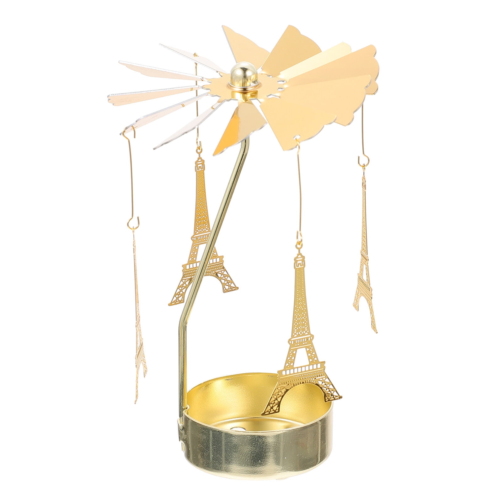 KALLORY 1Pc Golden Iron Rotatable Eiffel Tower Shape Candlestick for ...