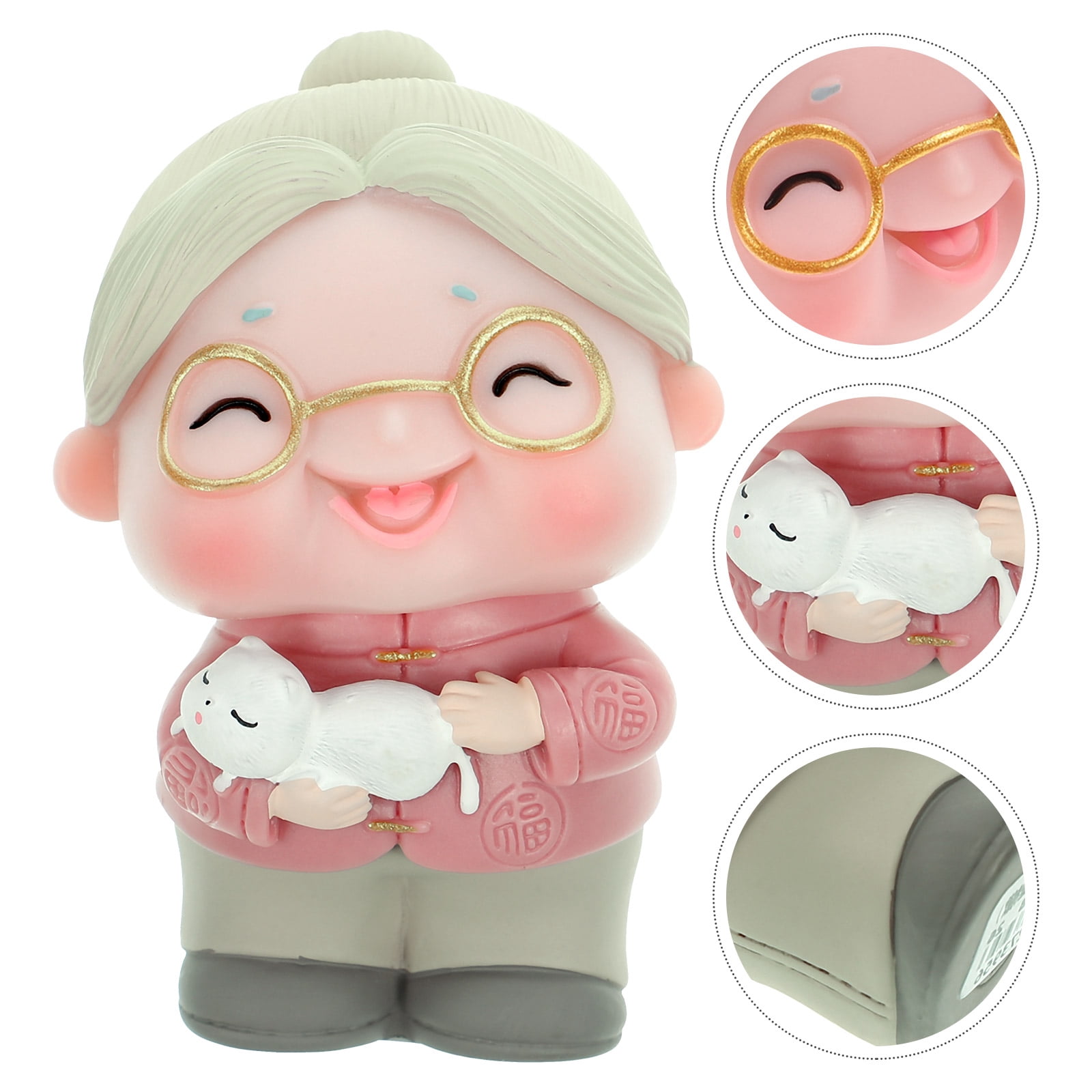 KALLORY 1Pc Realistic and Lifelike Grandma Figurine Decor for Elderly ...