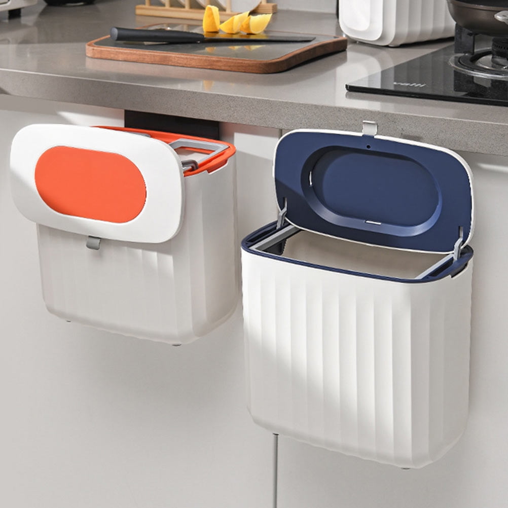 KALLORY 1Pcs Dustbin For Kitchen With Lid Wall Mount Compact Plastic 8L ...