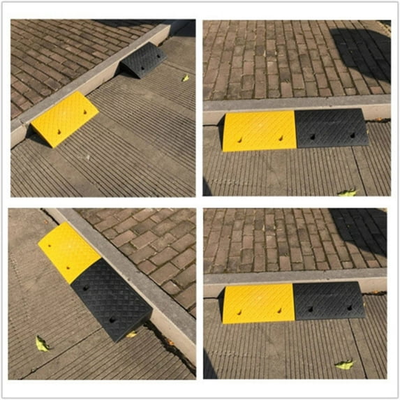 KALLORY Yellow Triangular Hollow Structure Curb Ramp for Truck Bike ...