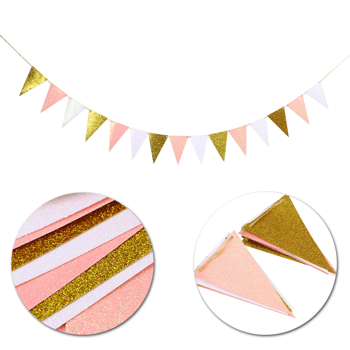 KALLORY 1Pcs Pennant Banner Flags Happy Birthday Banner Bunting ...