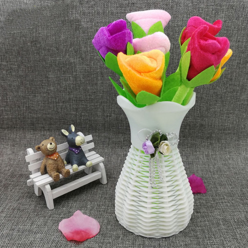 KALLORY 1Pcs White Plastic Vase Basket For Lovers Friends Mom Dad 9.5x9 ...