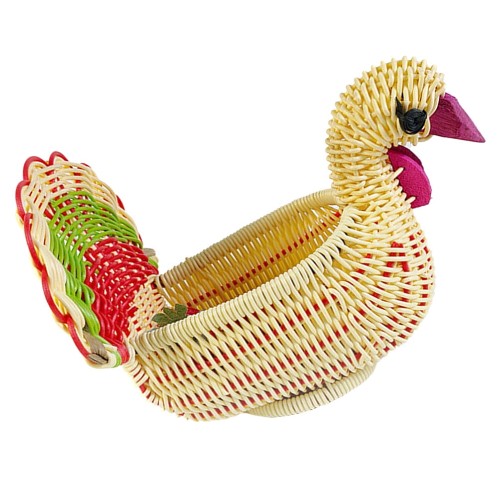 KALLORY 1Pcs Woven Basket Khaki Imitation Rattan Chicken Shaped For ...