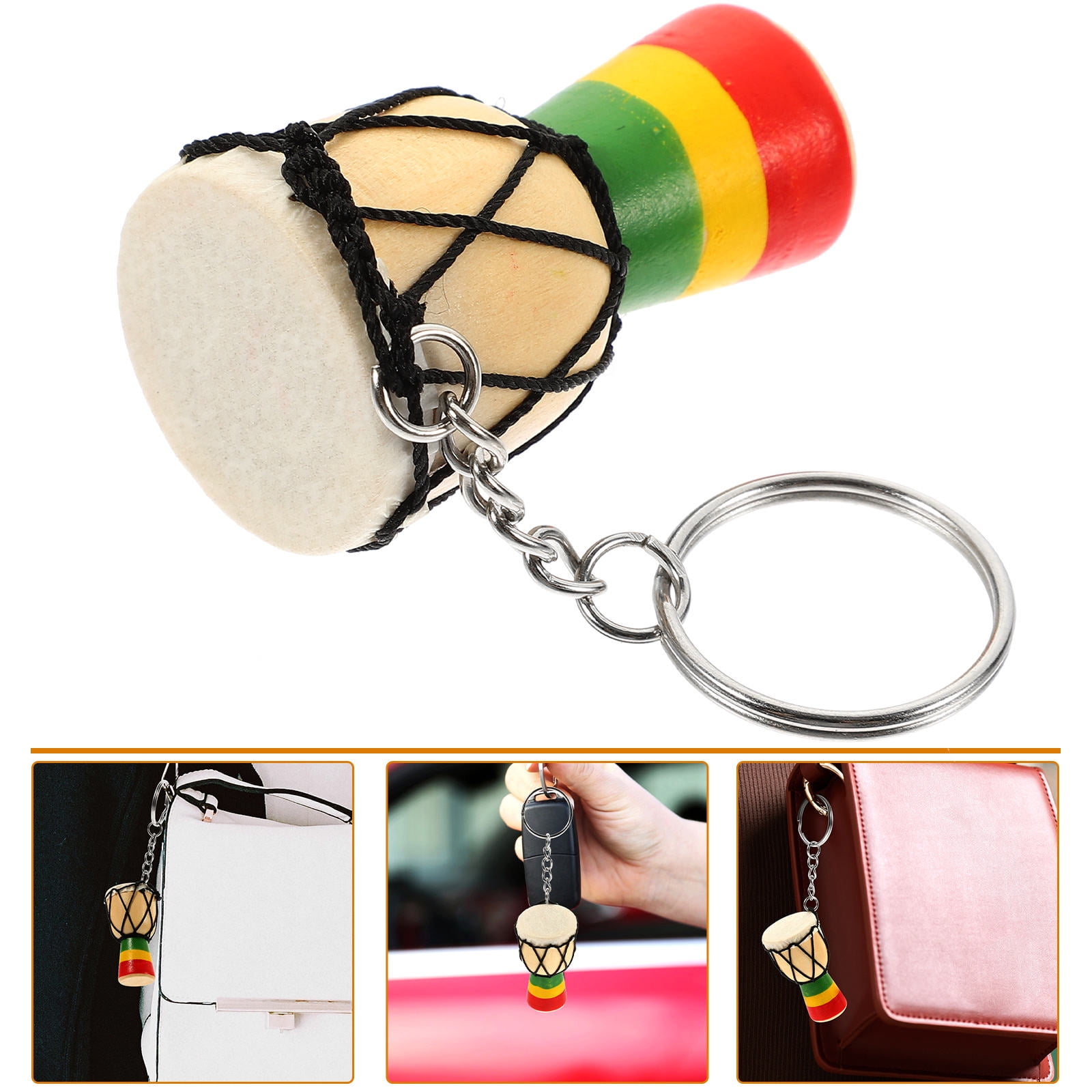 KALLORY 1Set African Drum Shaped Keychain In Assorted Colors For ...