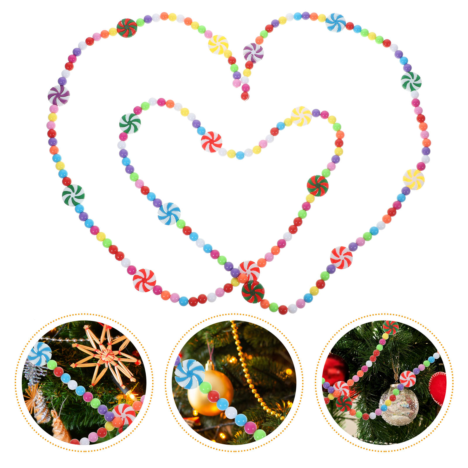 KALLORY 1Set Beaded Garland Christmas Decorations Multi Color for Trees ...
