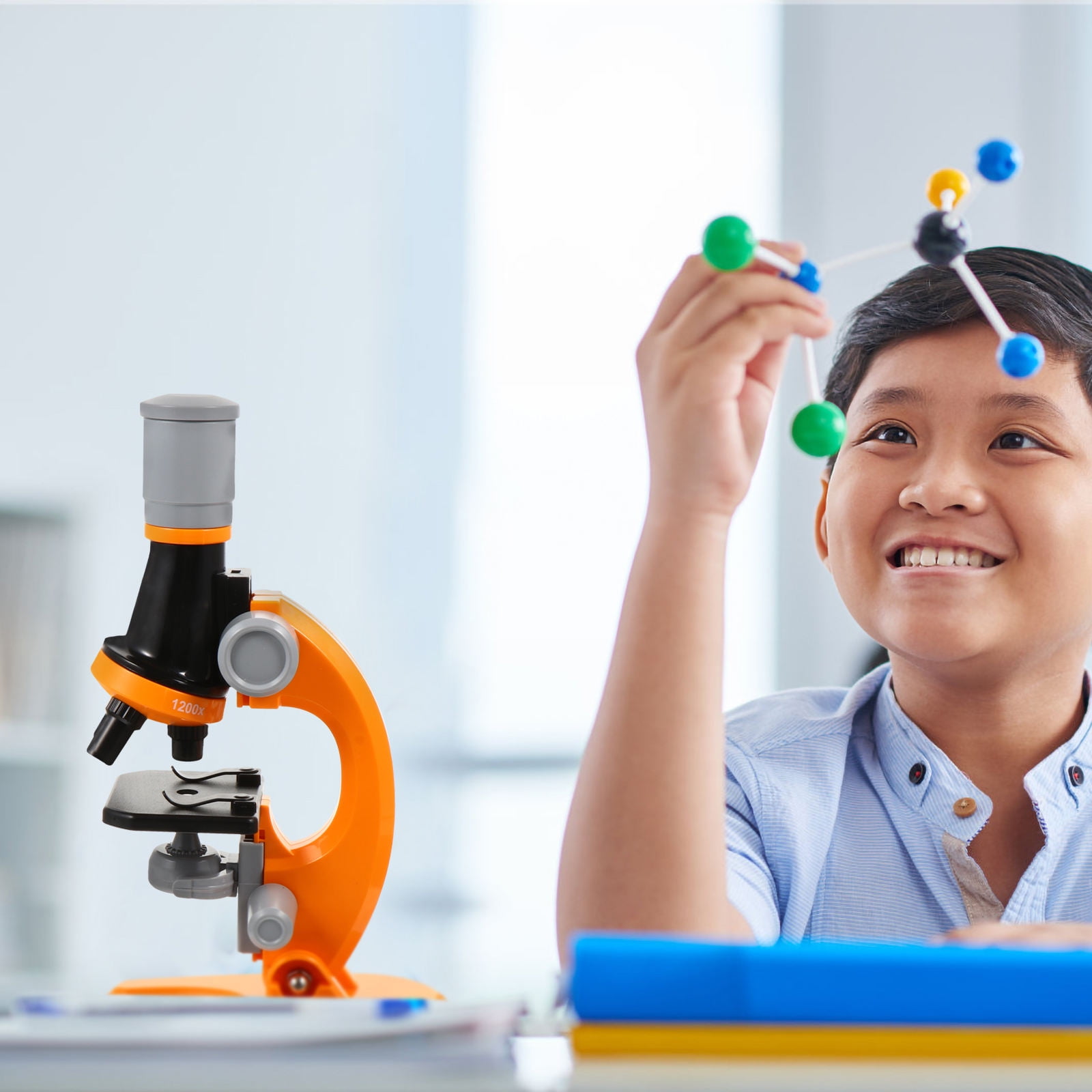 KALLORY 1Set Childrens Mini Microscope Toy in Orange for Beginners with ...