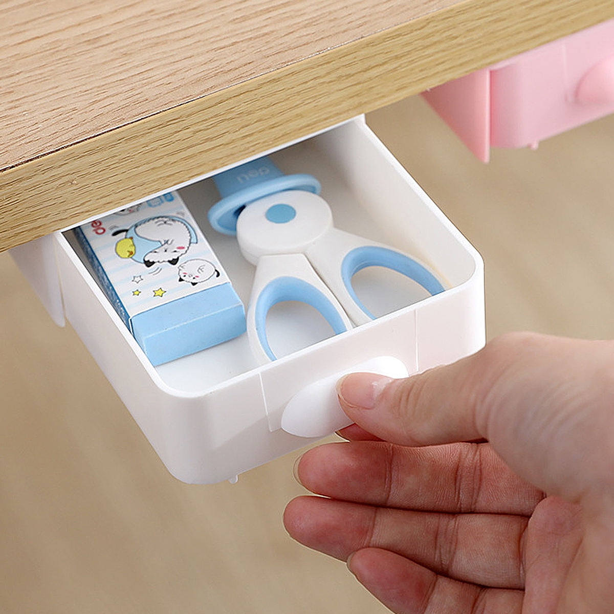 KALLORY 1Set Drawer Style Hidden Organizer for Living Room in White ABS ...