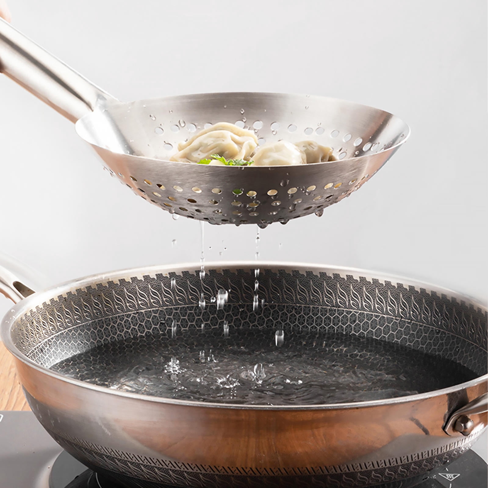KALLORY 1Set Hot Pot Strainer Scoop with Ergonomic Handle and Round ...