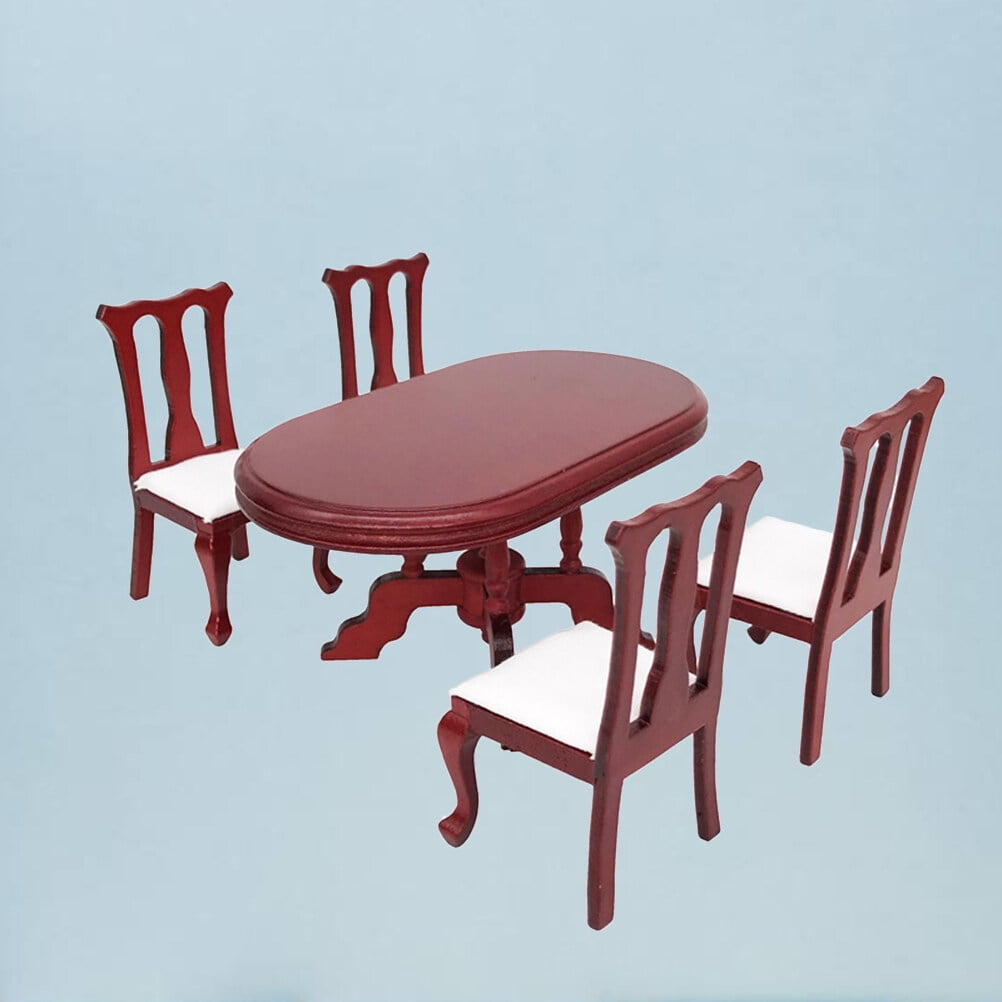 KALLORY 1Set Miniature Furniture Oval Dining Table and Chair for Kids ...