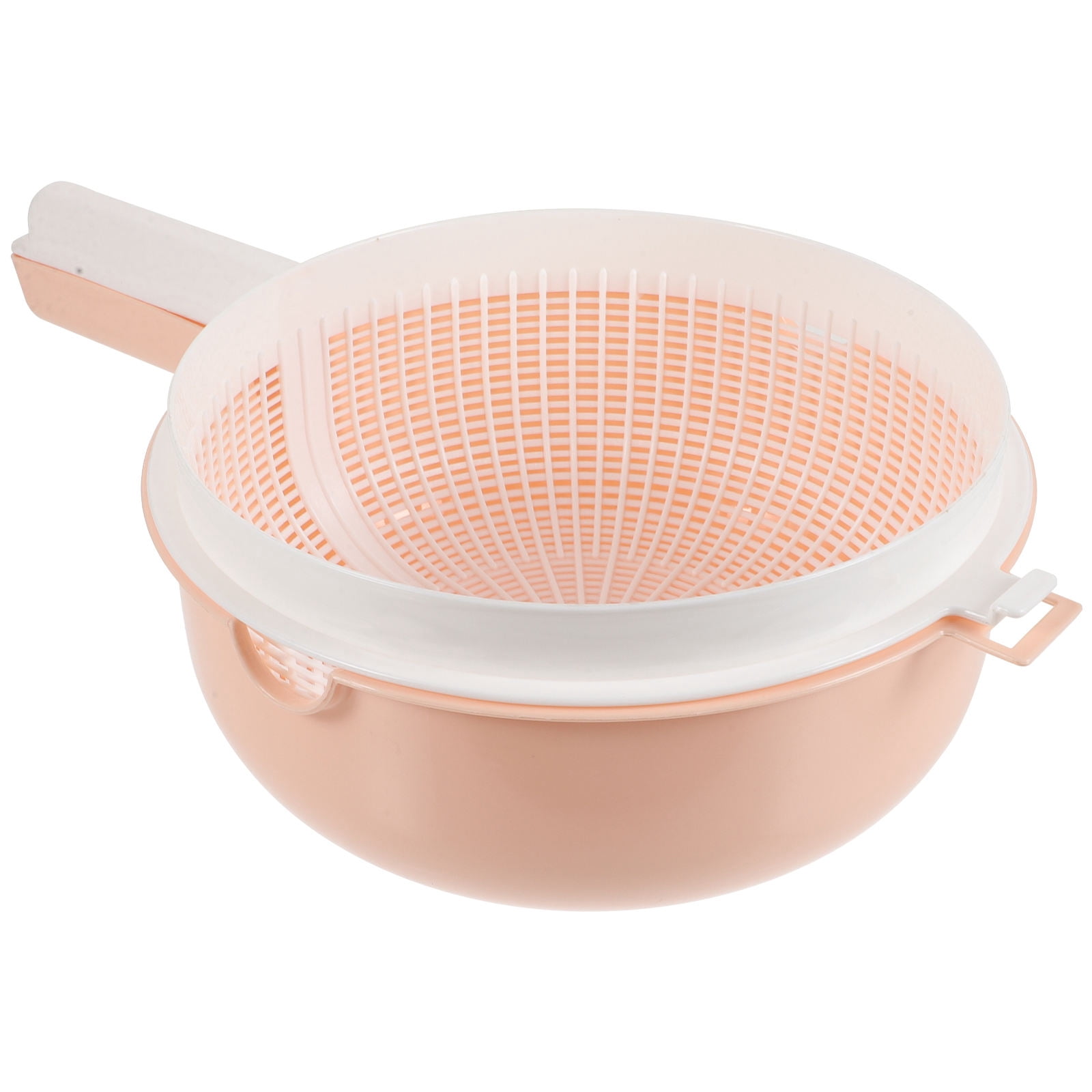 KALLORY 1Set Pink Plastic Washing Food Basket Double Layer For Kitchen ...