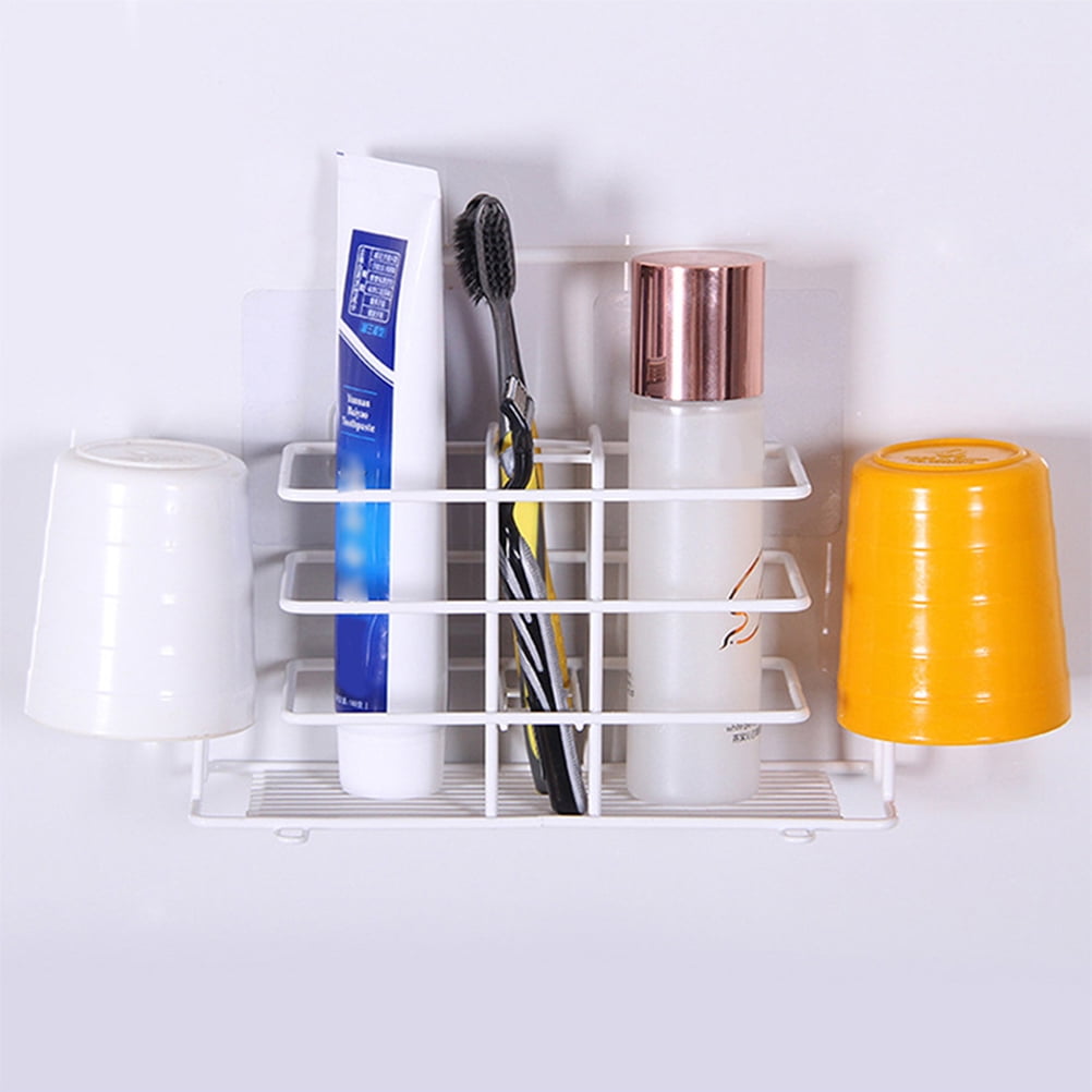 KALLORY 1Set Toothbrush Holder Wall Mounted No Drilling Iron Bathroom ...