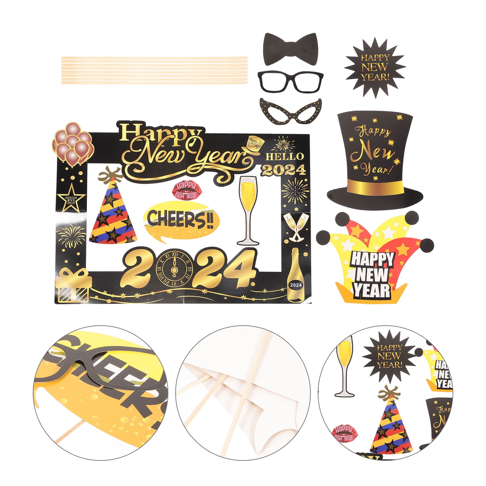 KALLORY 1set Year Eyeglasses Festival Photo Booth Accessories With ...