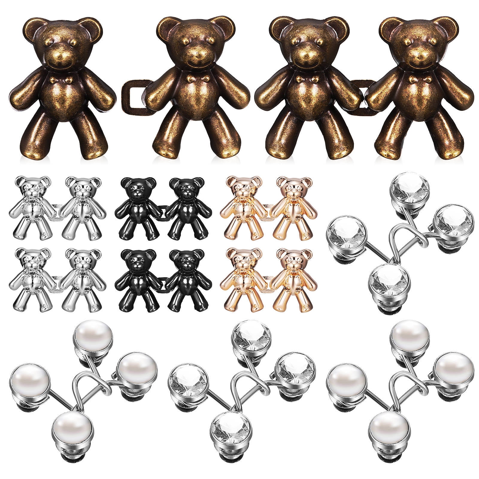 KALLORY 2 Sets x Rhinestone Type Buttons Alloy Gold Instant Jean Pin ...