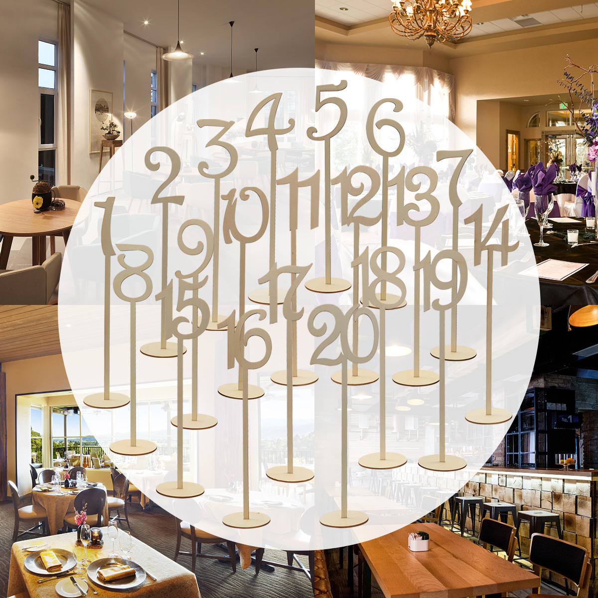 KALLORY 20 Pcs Wedding Table Numbers Place Wooden Seat Sign Reception ...