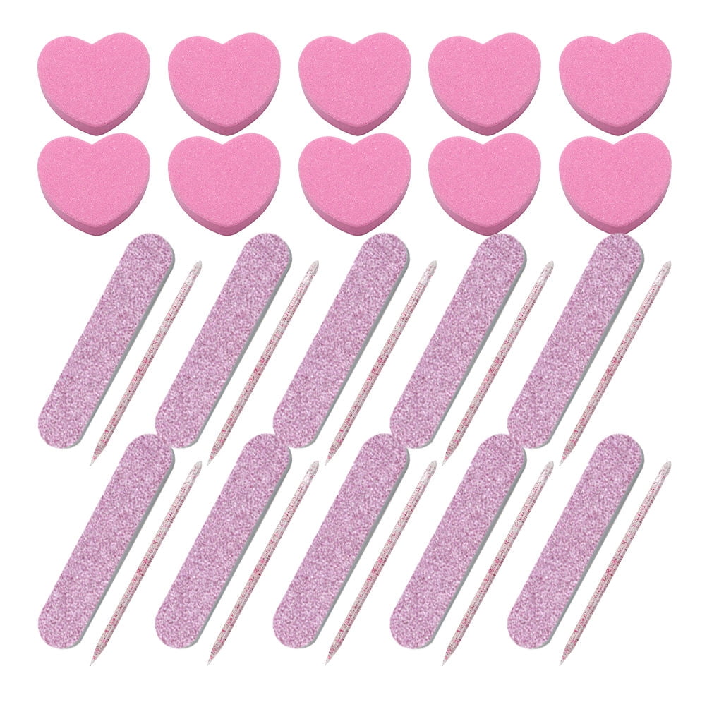KALLORY 20 Sets Nail Buffer Block for Natural Nails Pink Sponge Plastic ...